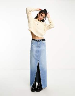 Mango polo top in cream | ASOS