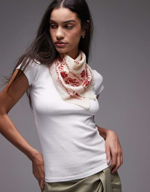 Mango retro printed square scarf in beige | ASOS