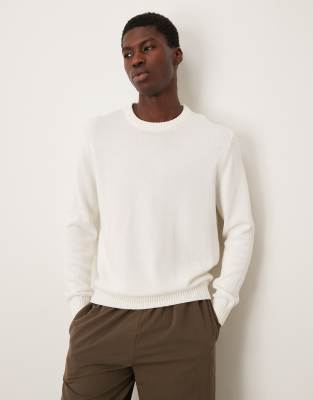 Mango round neck knitted jumper in natural | ASOS