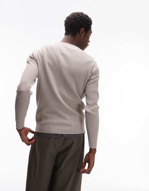 Mango round neck sweater in beige | ASOS