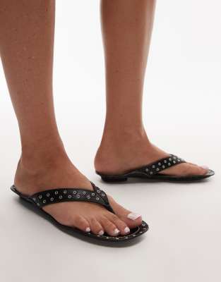 Mango - Sandali neri in pelle con borchie | ASOS