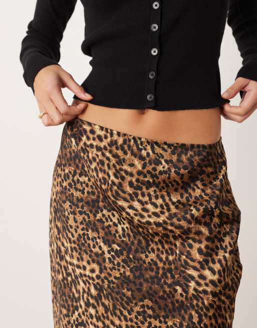 Mango satin maxi skirt in leopard print | ASOS
