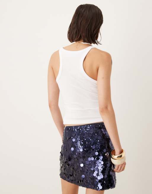 Mango sculpt V-neck cami top in white | ASOS