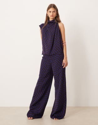 Mango – Set aus Satin in Braun mit Polka Dots bestehend aus Neckholder ...
