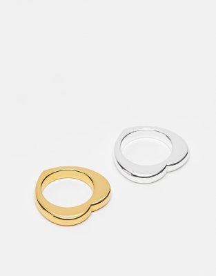 Mango - Set van twee ringen van gemengd metaal | ASOS