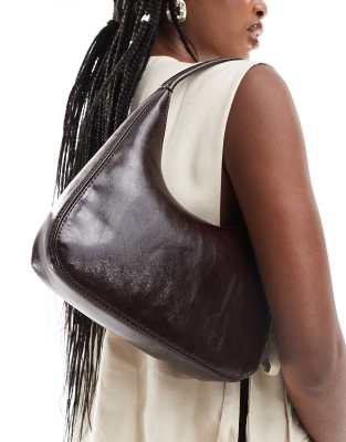 Mango shoulder bag in dark brown | ASOS