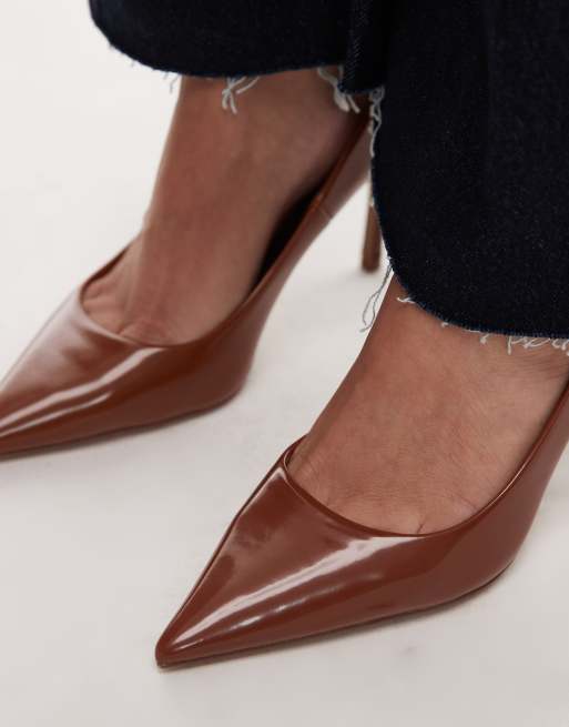 Mango side cut heel in brown | ASOS