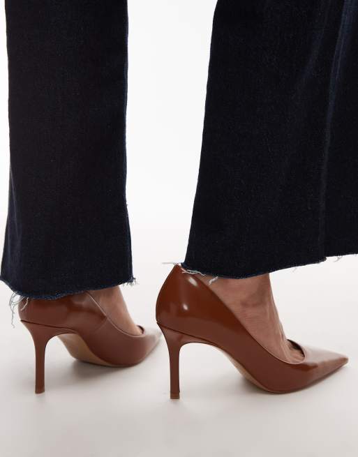 Mango side cut heel in brown | ASOS