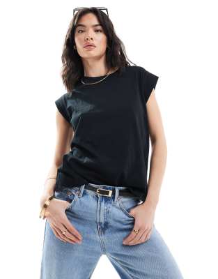 Mango sleeveless shoulder detail tank top in black | ASOS