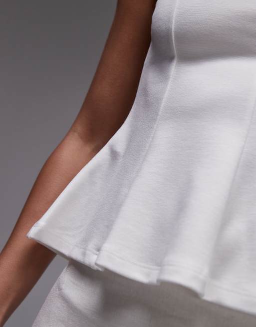 Mango sleeveless structured peplum hem top in white | ASOS