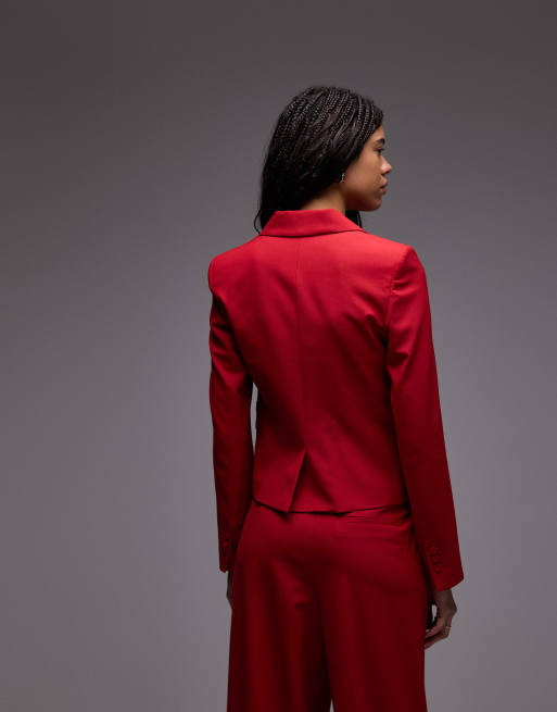 Mango slim suit set in red | ASOS