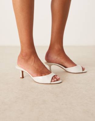 Mango - Slingback kitten hak in ivoorwit | ASOS