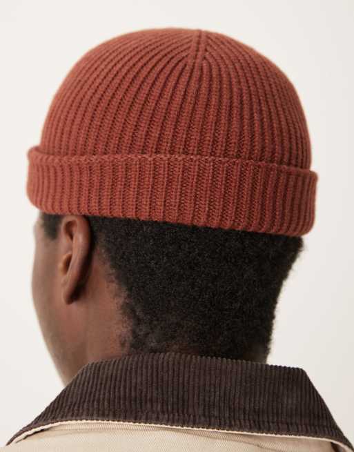 Mango small ribbed beanie in burgundy | ASOS