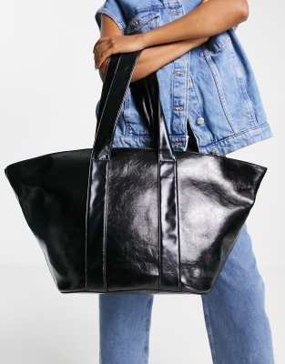 Mango smooth oval large shoulder bag in black | ASOS