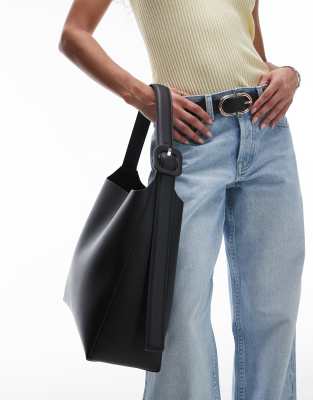 Mango - Sort taske med justerbare stropper og spændedetalje | ASOS