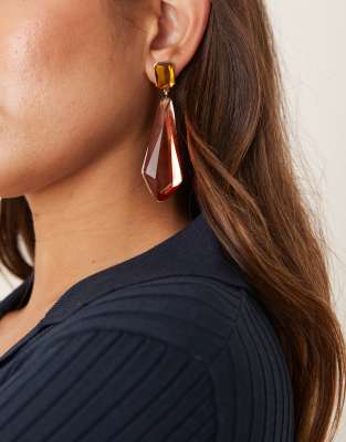 Mango statement drop earings in burnt orange | ASOS