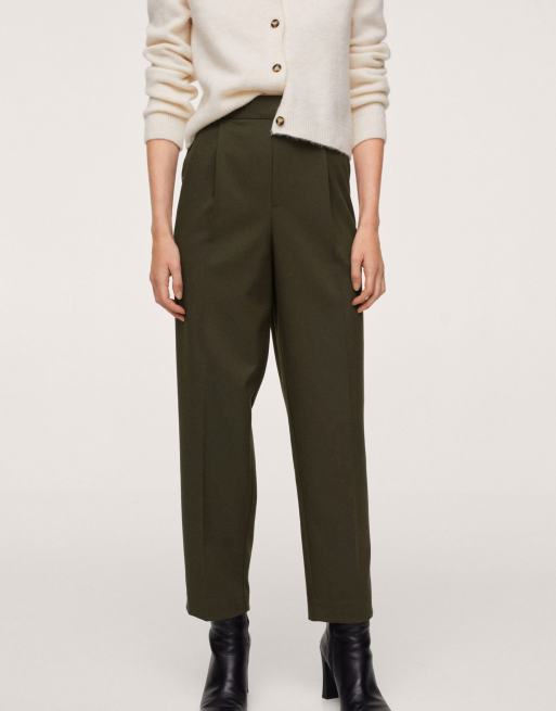 Mango tailored straight leg pants in brown | ASOS