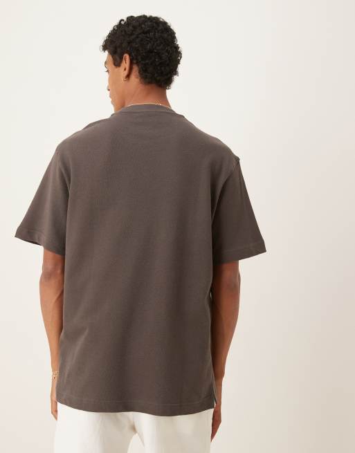 Mango textured regular fit T-shirt in chocolate | ASOS