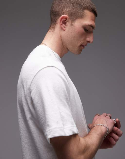 Mango textured regular fit t-shirt in white | ASOS