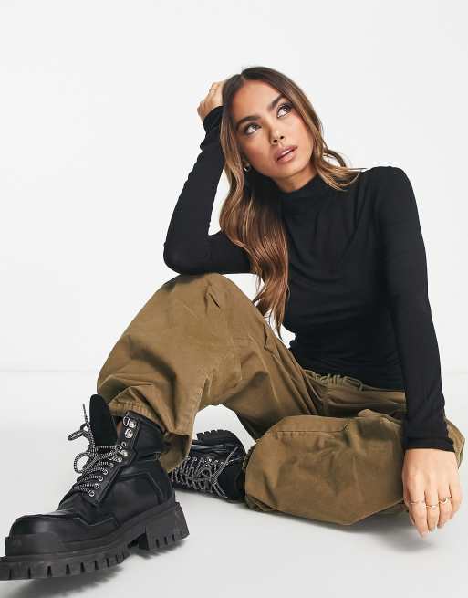 Mango - Top en jersey à col montant - Noir | ASOS