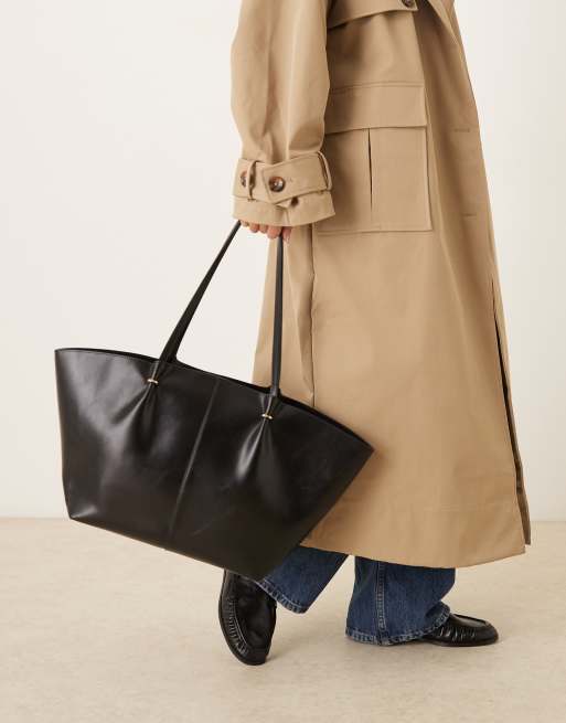 Mango tote bag with gold accents in black | ASOS