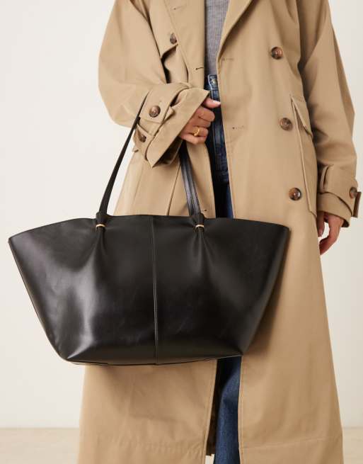 Mango tote bag with gold accents in black | ASOS