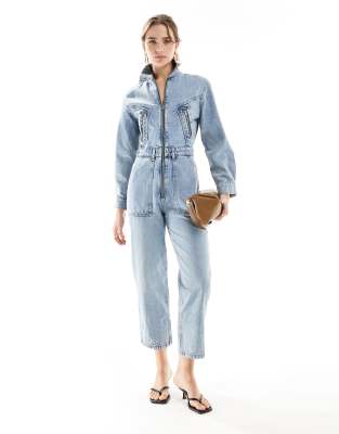 Mango - Tuta di jeans oversize blu | ASOS