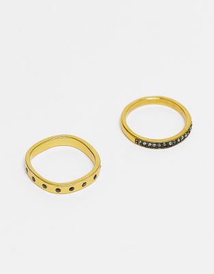 Mango two pack plain band rings in gold | ASOS