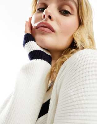 Mango v neck collegiate jumper in white | ASOS