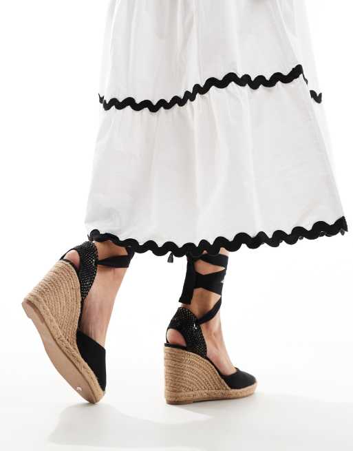 Mango wedge espadrille in black | ASOS