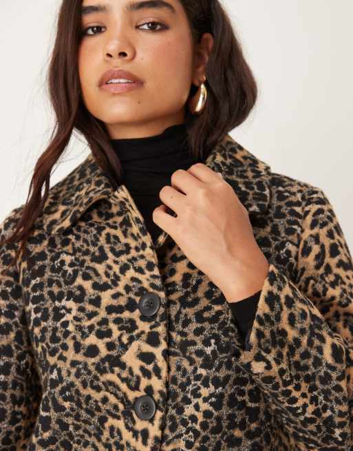 Mango wool mix tailored maxi coat in leopard print | ASOS