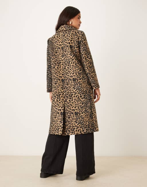 Mango wool mix tailored maxi coat in leopard print | ASOS