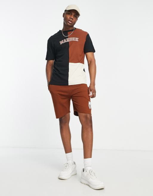 Marbek collegiate color block t-shirt in brown | ASOS