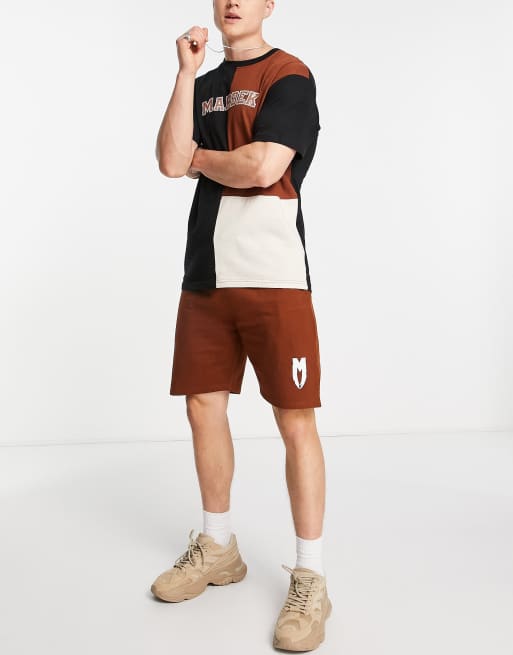 Marbek logo jersey shorts in brown | ASOS