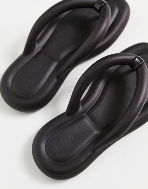 Melissa chunky bubble flip flops in black | ASOS