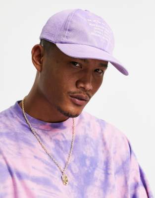 Mennace baseball cap in lilac acid wash with logo print | ASOS