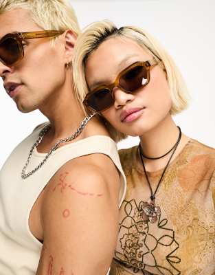 Messy Weekend anthony hexagonal sunglasses in brown | ASOS