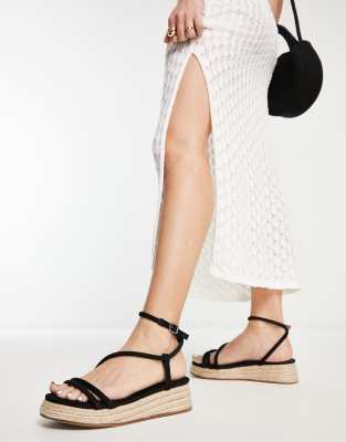 MIM Chiko platform strappy sandal in black | ASOS