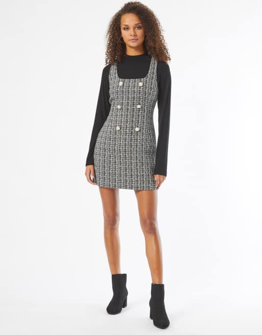 Miss Selfridge Quilted Pinny Dress In Black ASOS, 45% OFF