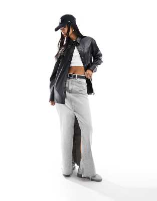 Miss Selfridge - Chemise en imitation cuir - Noir | ASOS