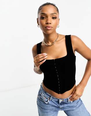 Miss Selfridge - Corset en velours - Noir | ASOS