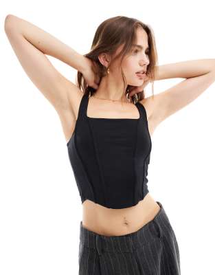Miss Selfridge corset top in black | ASOS