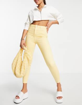Miss Selfridge - Emily - Skinny jeans met hoge taille in geel | ASOS