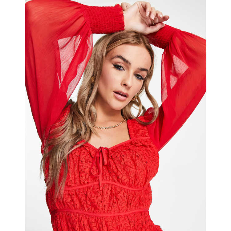 Red Lace Corset Top
