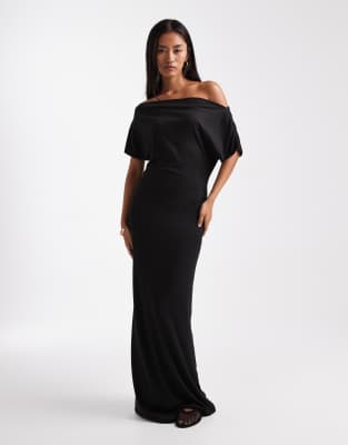 Miss Selfridge off the shoulder maxi dress in black | ASOS