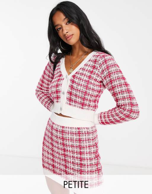Miss Selfridge Petite boucle knit cardigan in pink co-ord | ASOS