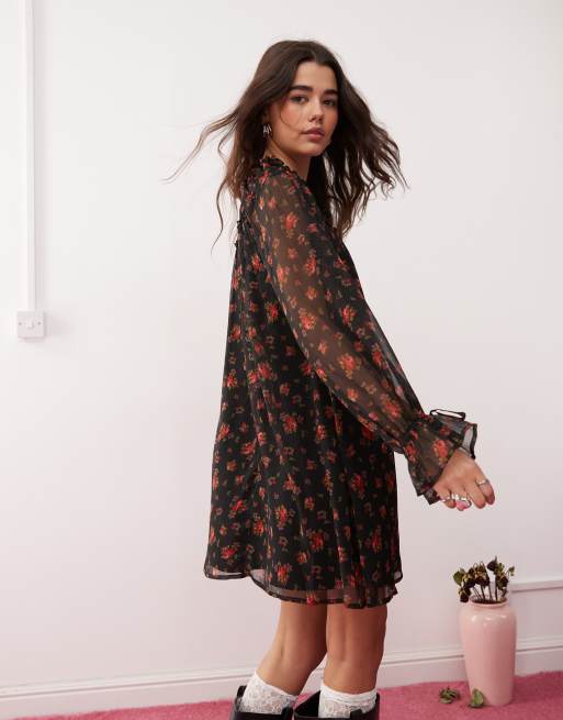 Miss Selfridge - Robe babydoll à empiècement - Noir | ASOS