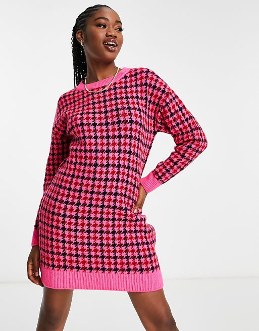 Miss Selfridge - Robe courte en maille à carreaux - Rose | ASOS Miss Selfridge - Robe courte en maille à carreaux - Rose | ASOS