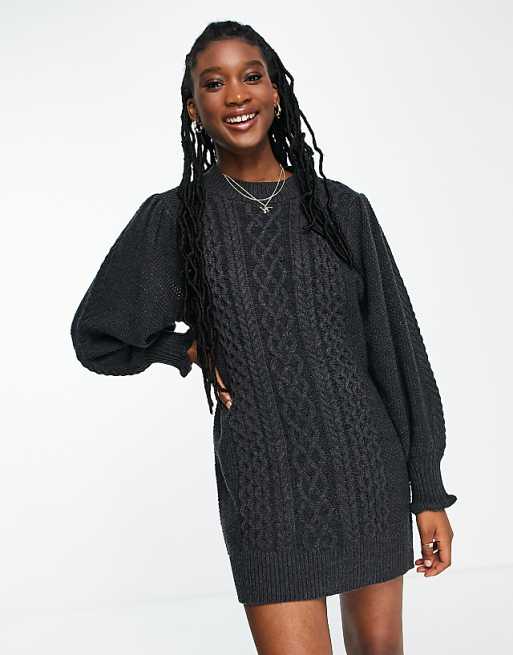 Miss Selfridge - Robe courte en maille torsadée - Anthracite | ASOS Miss Selfridge - Robe courte en maille torsadée - Anthracite | ASOS