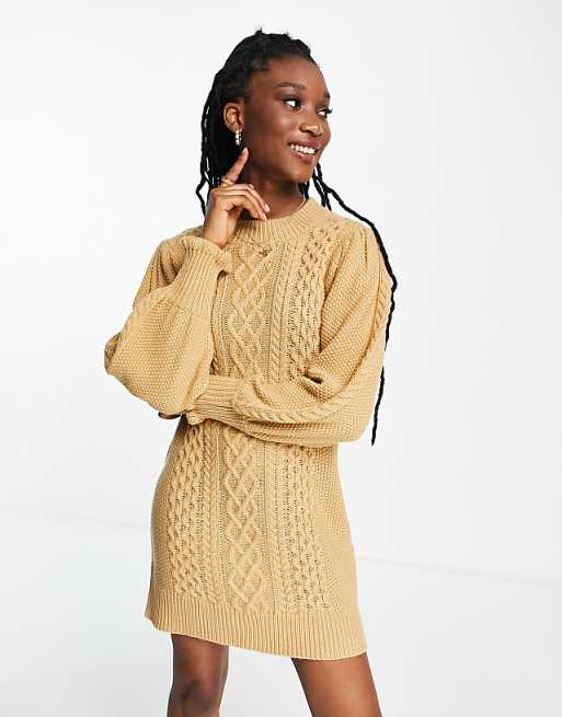 Miss Selfridge - Robe courte en maille torsadée - Camel | ASOS Miss Selfridge - Robe courte en maille torsadée - Camel | ASOS